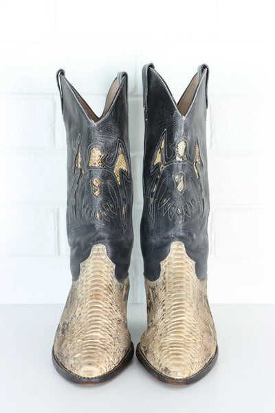 Vintage Python Leather Narrow Cowboy Boots (9) | Vintage Sole Melbourne